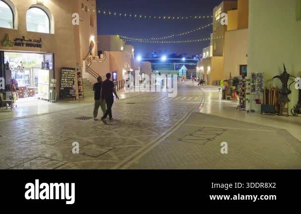 Doha, Qatar - November 16 2025: Old Doha port (Mina District) night ...