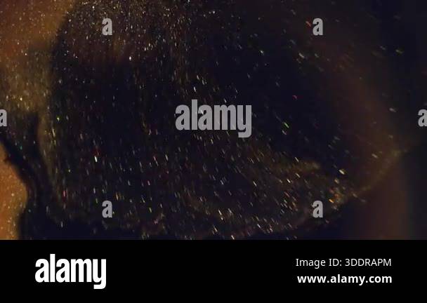 Shimmer paint. Blur golden spark. Defocused yellow color ink texture ...