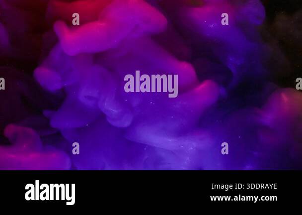 Paint smoke wave. Neon shiny particles. Defocused purple blue pink ...