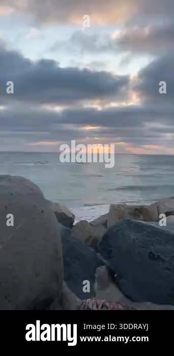 This vertical static video from Encinitas, California, captures a ...