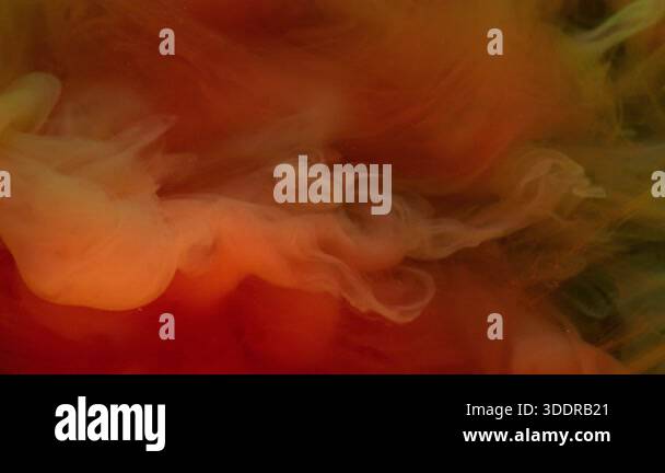 Bright smoke pigment. Ink fog. Blur pink green orange color water art ...
