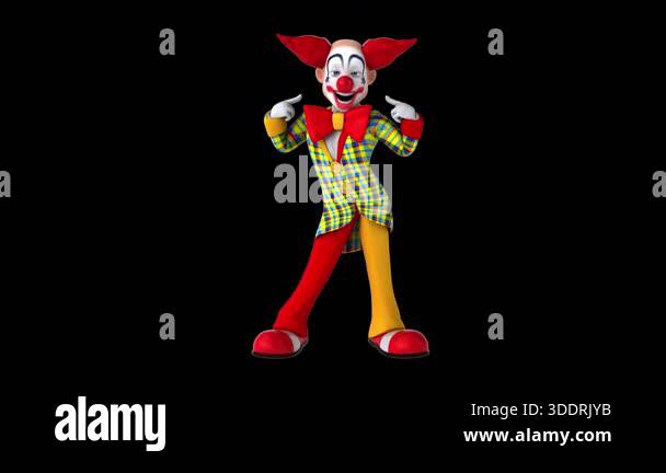 Fun 3D cartoon animation of clown (with alpha channel Stock Video ...