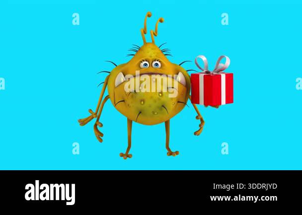 Fun 3D cartoon happy bacteria (with alpha channel Stock Video Footage ...