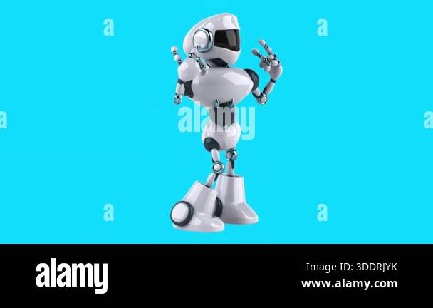 Fun 3D cartoon happy robot (with alpha channel Stock Video Footage - Alamy