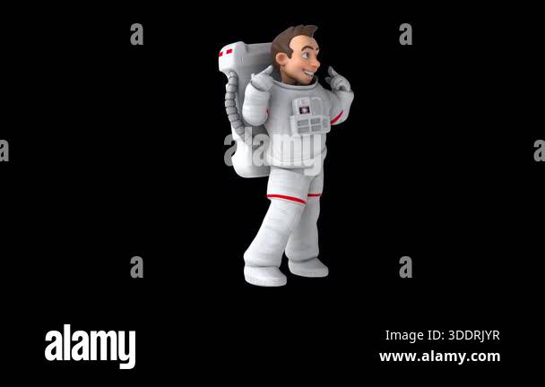 Fun 3D cartoon animation of astronaut (with alpha channel Stock Video ...
