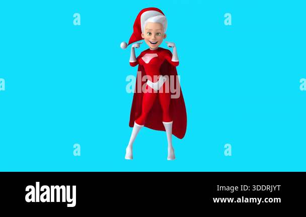 Fun 3D cartoon happy superhero santa (with alpha channel Stock Video ...