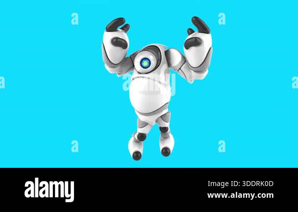 Fun 3D cartoon happy robot (with alpha channel Stock Video Footage - Alamy