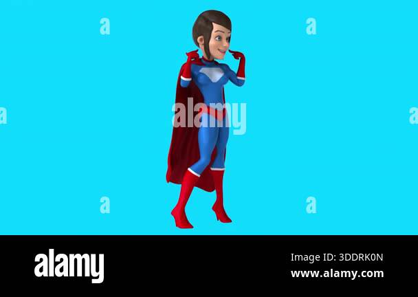 Fun 3D cartoon happy superhero woman (with alpha channel Stock Video ...
