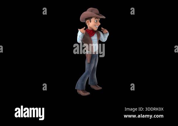 Fun 3D cartoon animation of cowboy (with alpha channel Stock Video ...