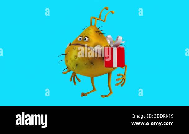 Fun 3D cartoon happy bacteria (with alpha channel Stock Video Footage ...