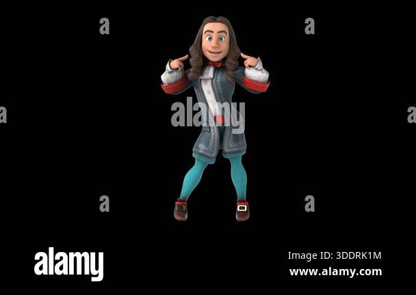 Fun 3D cartoon animation of baroque man (with alpha channel Stock Video ...