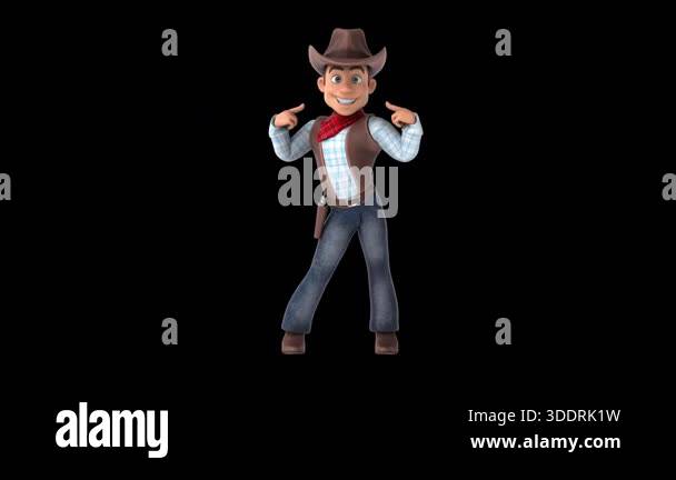 Fun 3D cartoon animation of cowboy (with alpha channel Stock Video ...