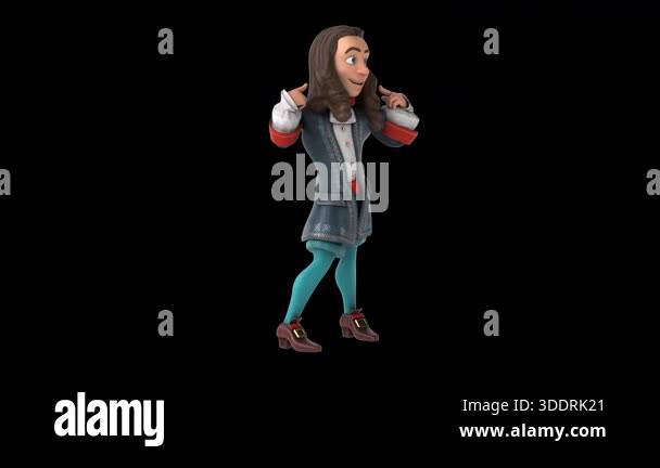 Fun 3D cartoon animation of baroque man (with alpha channel Stock Video ...