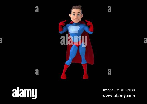 Fun 3D cartoon animation of superhero (with alpha channel Stock Video ...