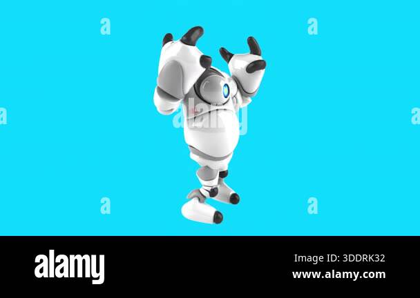 Fun 3D cartoon happy robot (with alpha channel Stock Video Footage - Alamy