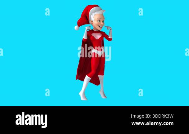Fun 3D cartoon happy superhero santa (with alpha channel Stock Video ...