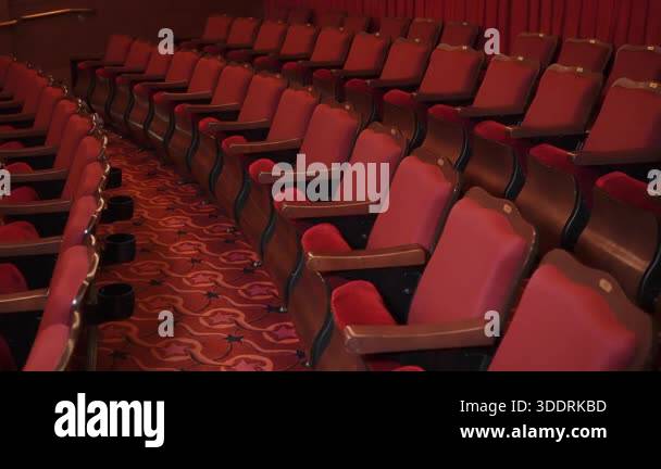 Empty Red Theater Seats In Auditorium, Soft Velvet Upholstery ...