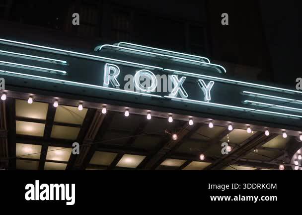 NEW YORK, USA - OCTOBER 4, 2025: Night Street Outside Roxy Theater ...