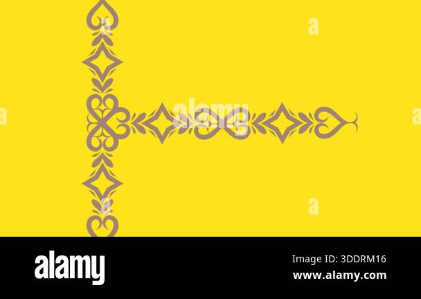 draw set of several green flower enclose by golden frame in square ...