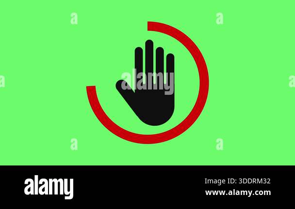 No entry sign animation on green background . Do not touch sign ...