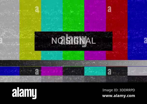 A retro television screen displaying a 'NO SIGNAL' message over ...