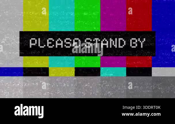 A vintage television screen displays a 'Please Stand By' message with ...