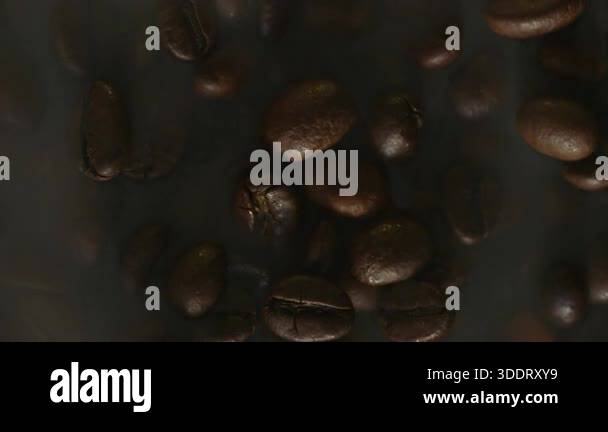 Roasted Coffee Beans With Swirling White Smoke on Black Background Copy ...