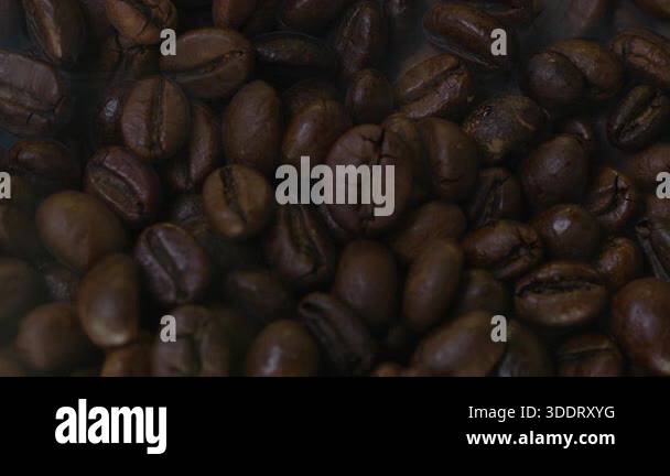 Roasted Coffee Beans With Swirling White Smoke on Black Background Copy ...