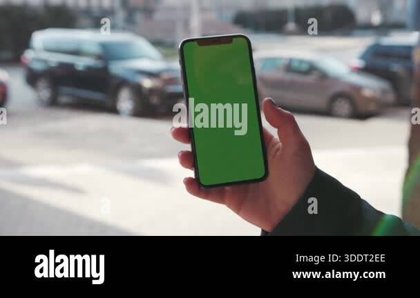 Lviv, Ukraine - May 19, 2018: Slow motion woman holding phone with ...