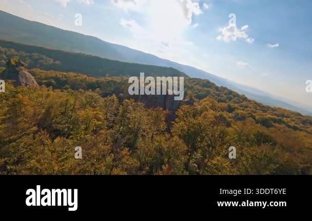 Inspiring drone flight footage of mountainous area with beautiful ...