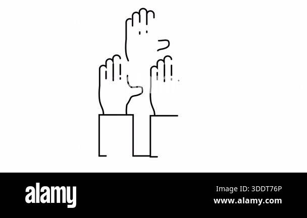 Three hands raised two at base one above sleevelike structures extend ...