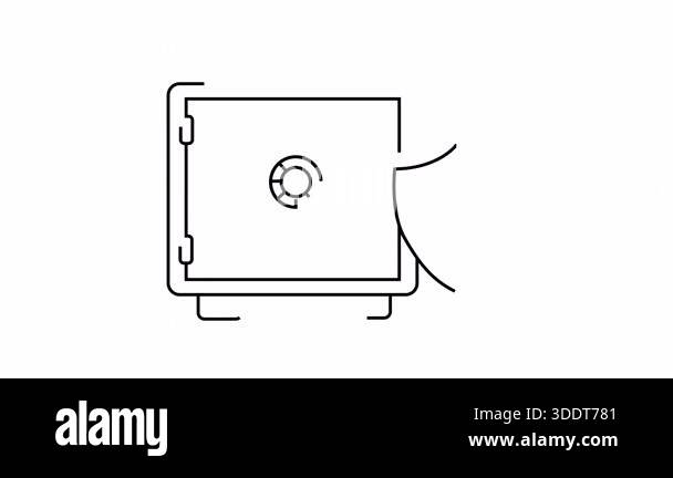 A line drawing of a safe with a shield next to it Stock Video Footage ...