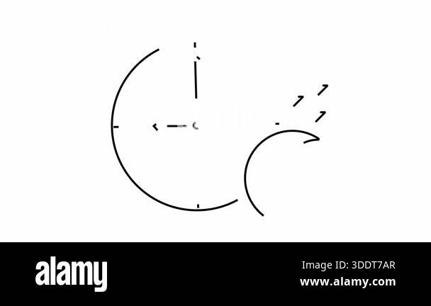 Line art clock reads 900 next to moon z letters above moon Stock Video ...