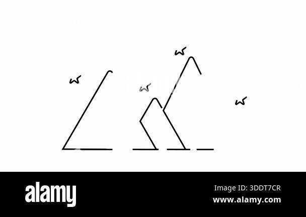 3 simple mountains 4 stars line art Stock Video Footage - Alamy
