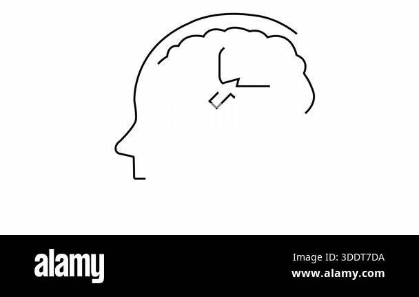 Head outline with brain Arrow points to rectangle within Stock Video ...