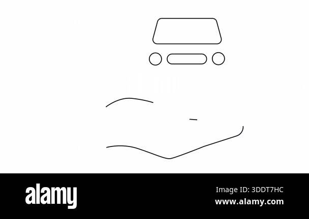 A line drawing shows a car above an open hand Stock Video Footage - Alamy