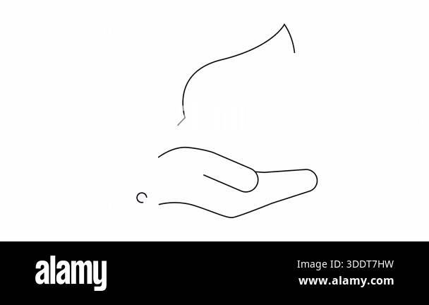 Line drawing Hand with a sleeve holds a leaf Simplistic art style Stock ...
