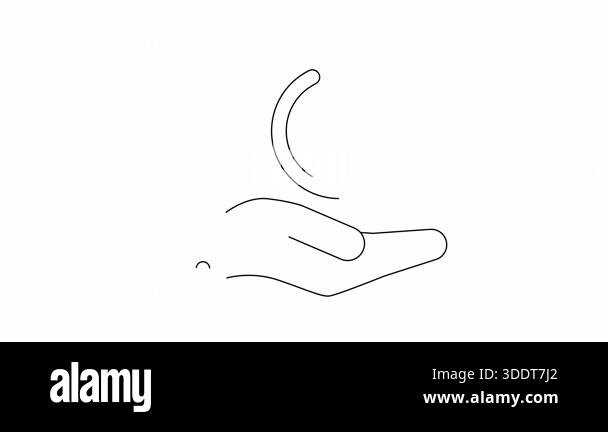 A line drawing of a hand with a cuff holding a power button symbol ...