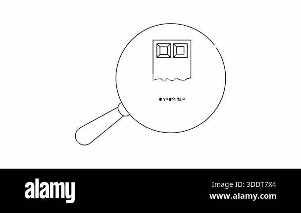Magnifying glass reveals a chocolate bar labeled chocolate in a simple ...