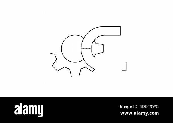 Black outline of a gear horseshoe magnet and partial gear interacting ...