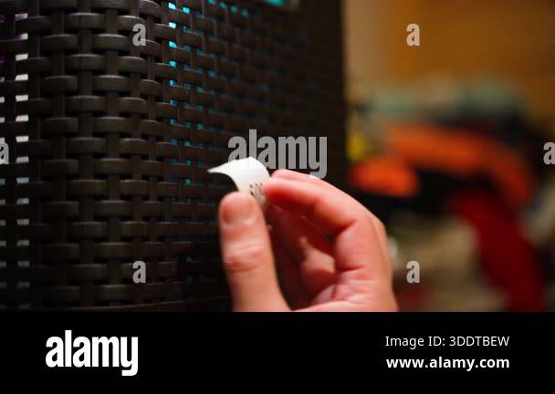 A sticker with minus 50 percent was stuck on a plastic box in the ...