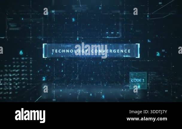The animated inscription "TECHNOLOGY CONVERGENCE" background ...