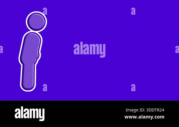 A minimalist purple human silhouette icon is captured in a walking ...