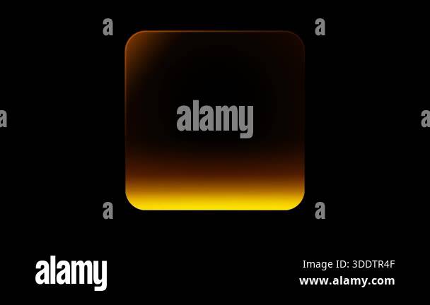 A square glass button with a warm golden glow at the bottom edge stands ...