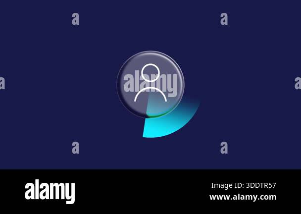 A circular profile icon with a subtle glowing blue arc is centered on a ...