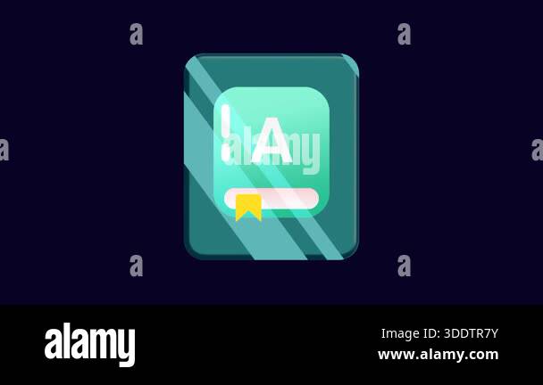 A green book featuring the letter A represents language learning or a ...