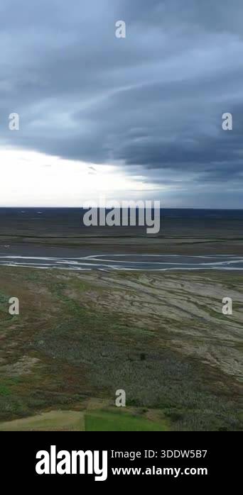 Iceland scenic, aerial view of a mountain valley, northern landscape ...
