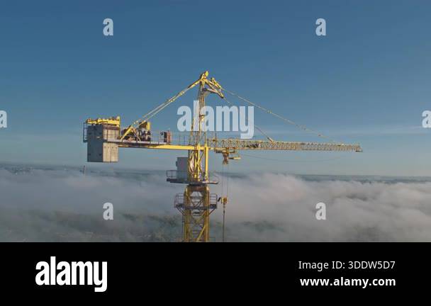 Construction site. Building new city development. Aerial flight around ...