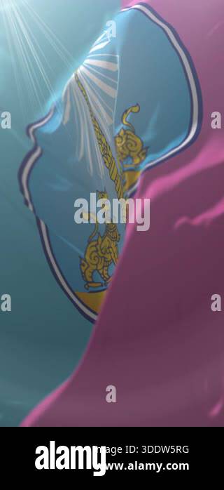 Flag of Yasotharapura or Yosathon province, Thailand. Loop. 4K Vertical ...