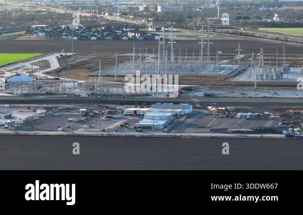 Aerial pan across the new AI server data colocation center in Hutto ...